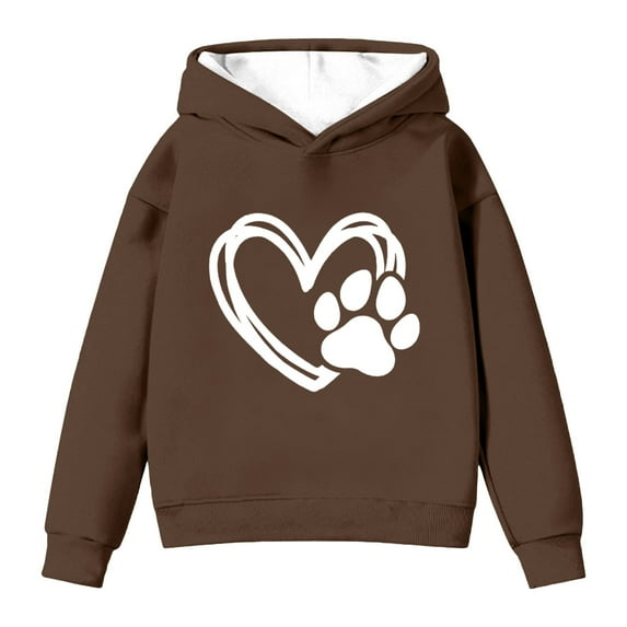 HXWCHs Girls Long Sleeve Hooded Pullover with Adorable Puppy Heart ...