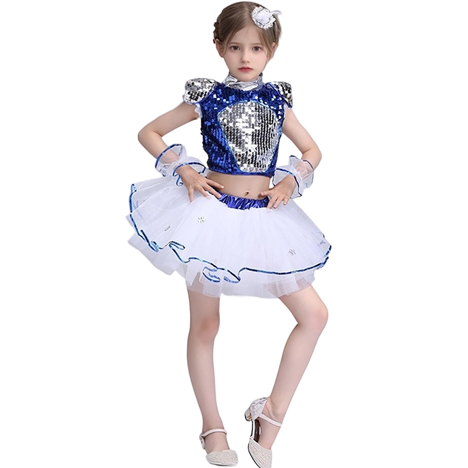 HXWCHs Girls Performance Tutu Dress Stage Show with Glitter Bow and ...