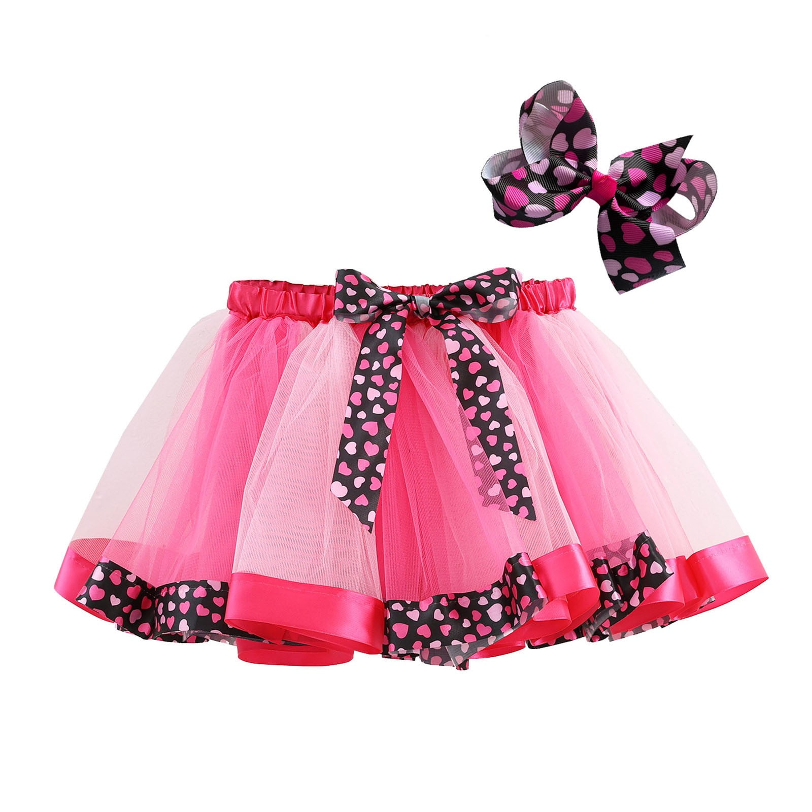 HXWCHs Girls Tutu Skirt with Heart Print and Bowknot Party Dress ...