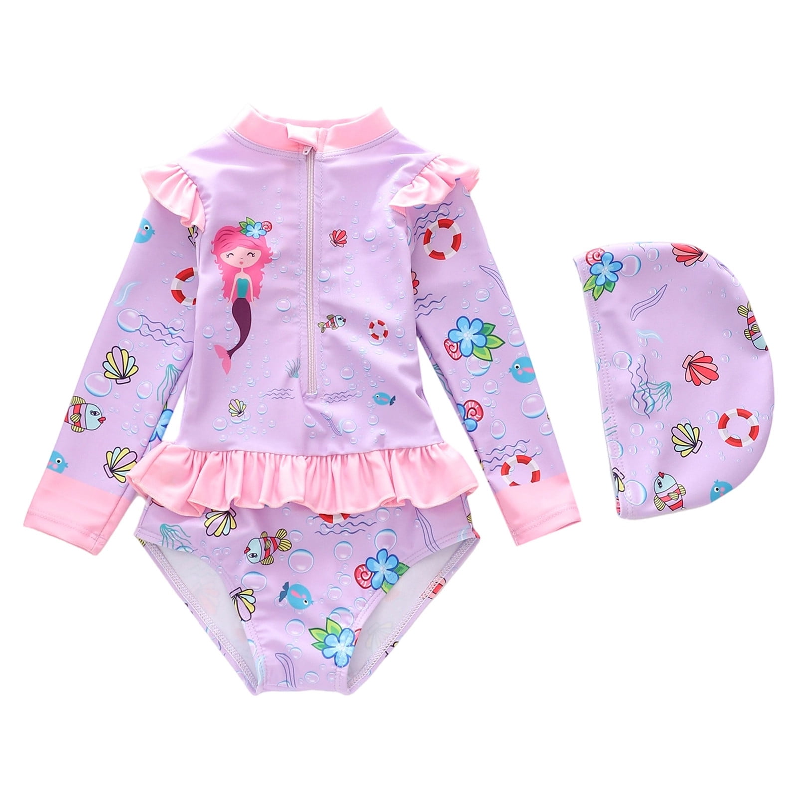 HXWCHs Kid Girl Skirted Swimsuit Soft Fabric Cute Cartoon Print ...