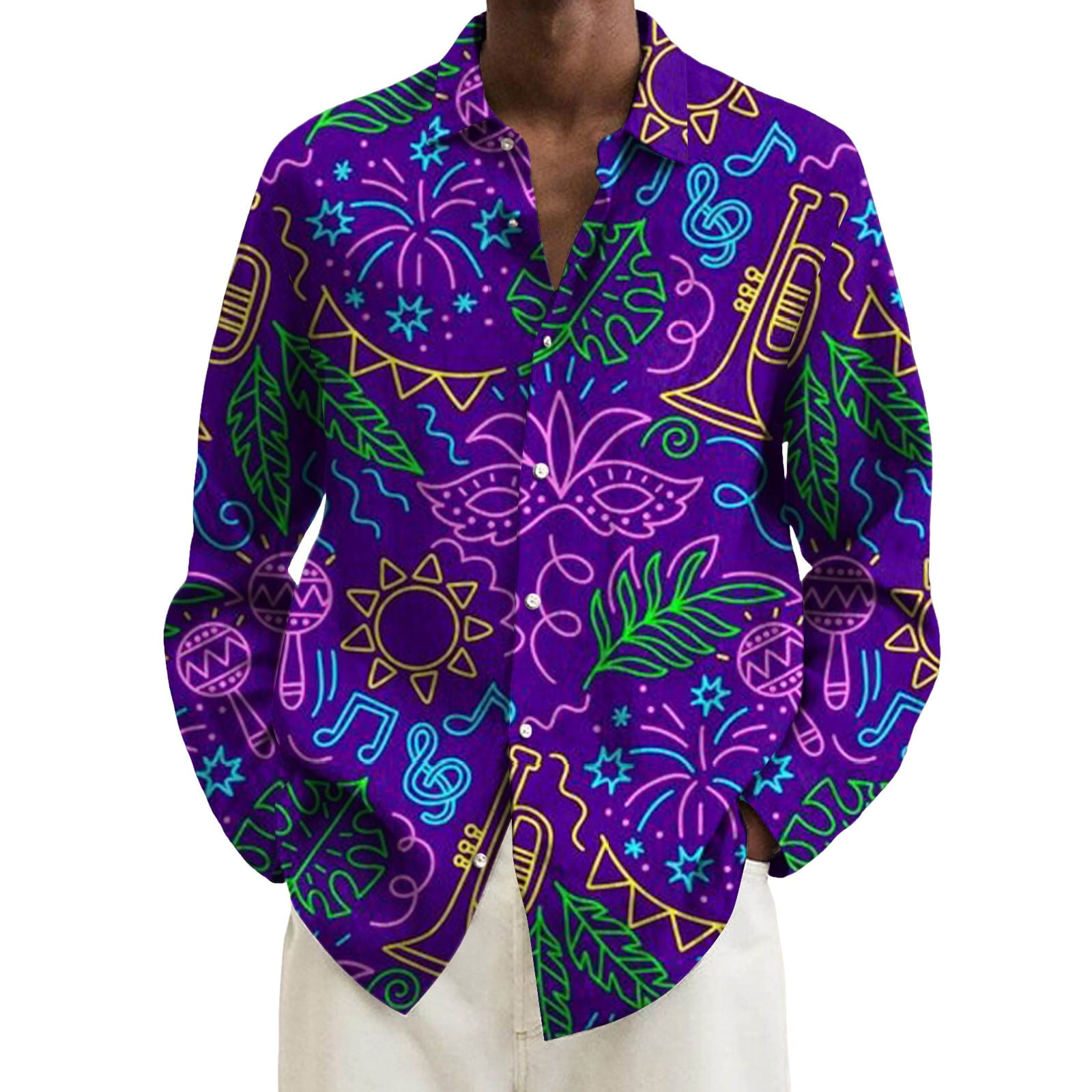 HXWCHs Men's Casual Long Sleeve 3D Printed Fashion Shirt Autumn Winter ...