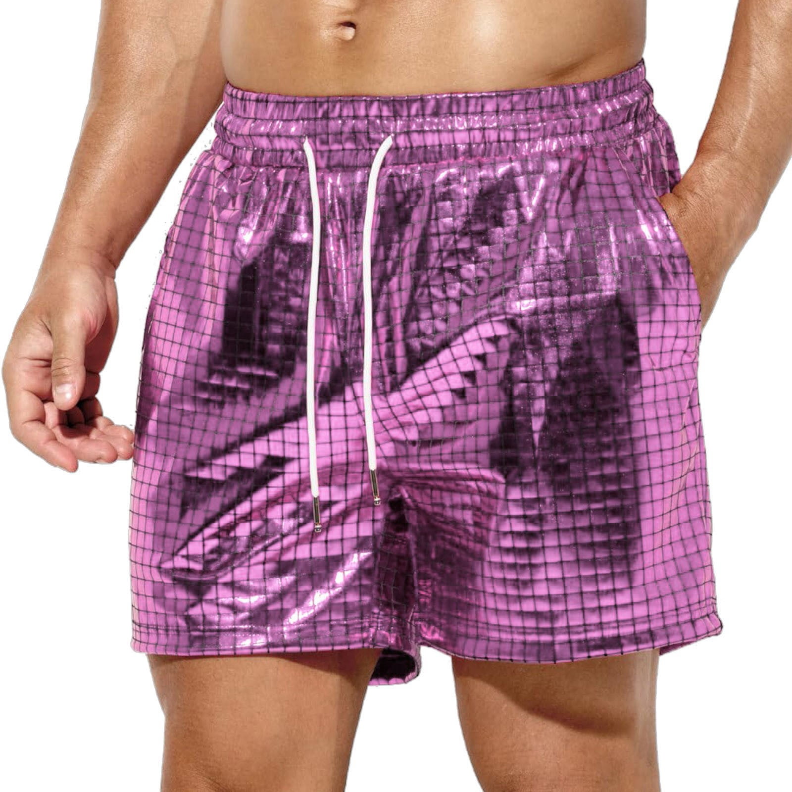 HXWCHs Men's Metallic Sequin Casual Shorts for Rave Party Nightclub and ...