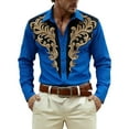 HXWCHs Men's Festive Western Cowboy Print Long Sleeve Button Up Casual ...