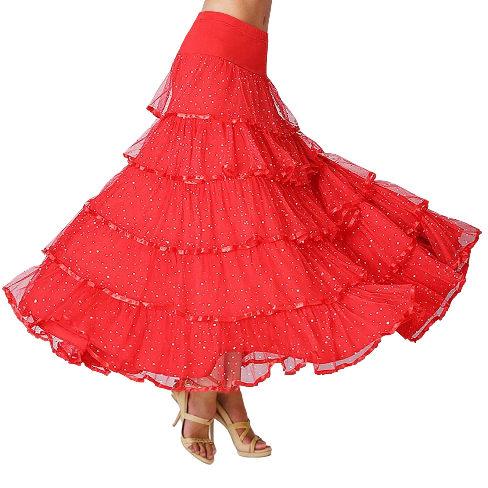 HXWCHs Modern Dance Skirt with Sparkling Sequins and Flared Hem for ...
