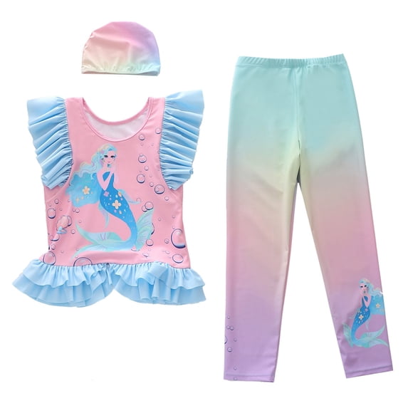 HXWCHs Princess Style Girl One Piece Swimsuit with Skirt UV Protection ...