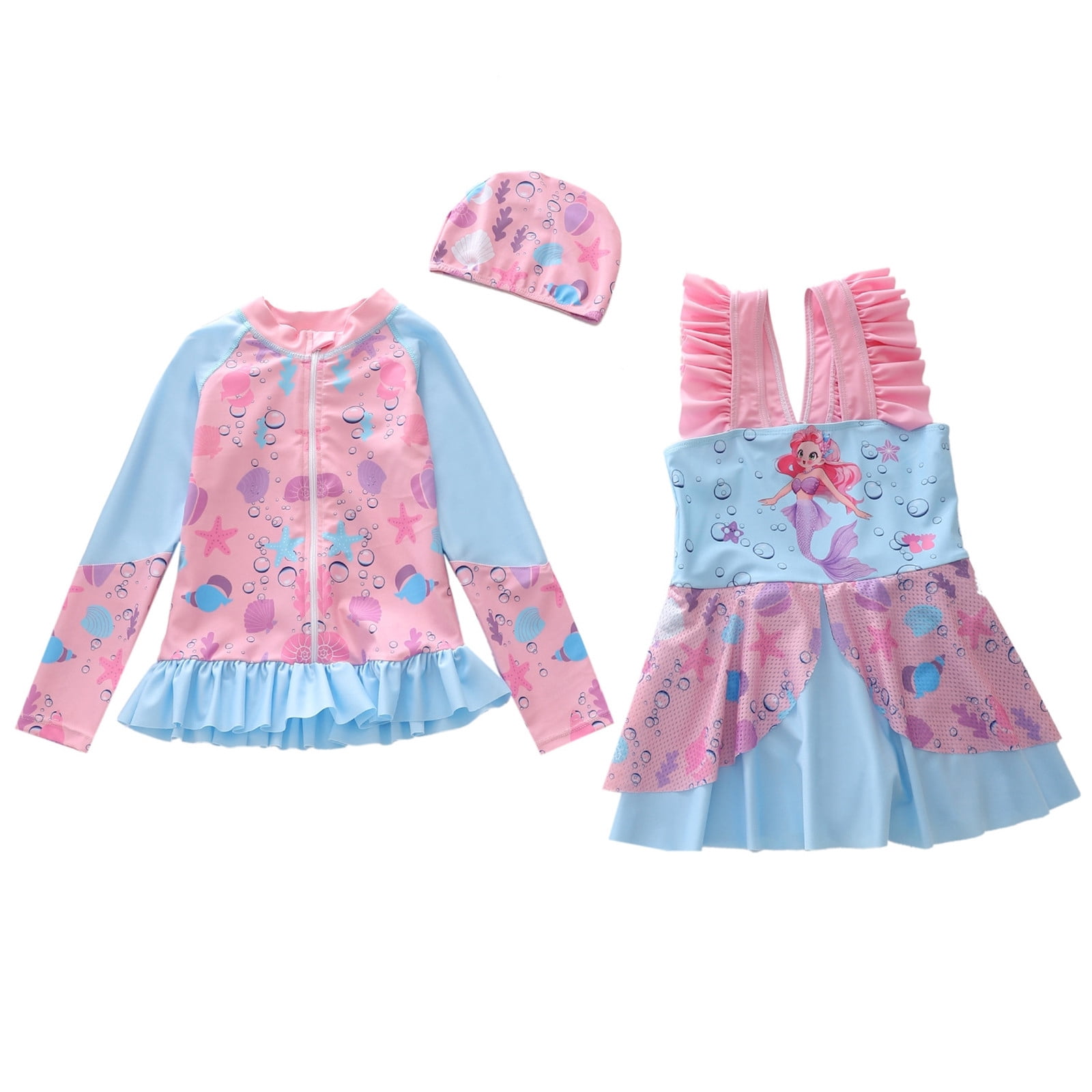 HXWCHs Ruffled Girl Skirted Bathing Suit Non-See-Through Soft Skin ...