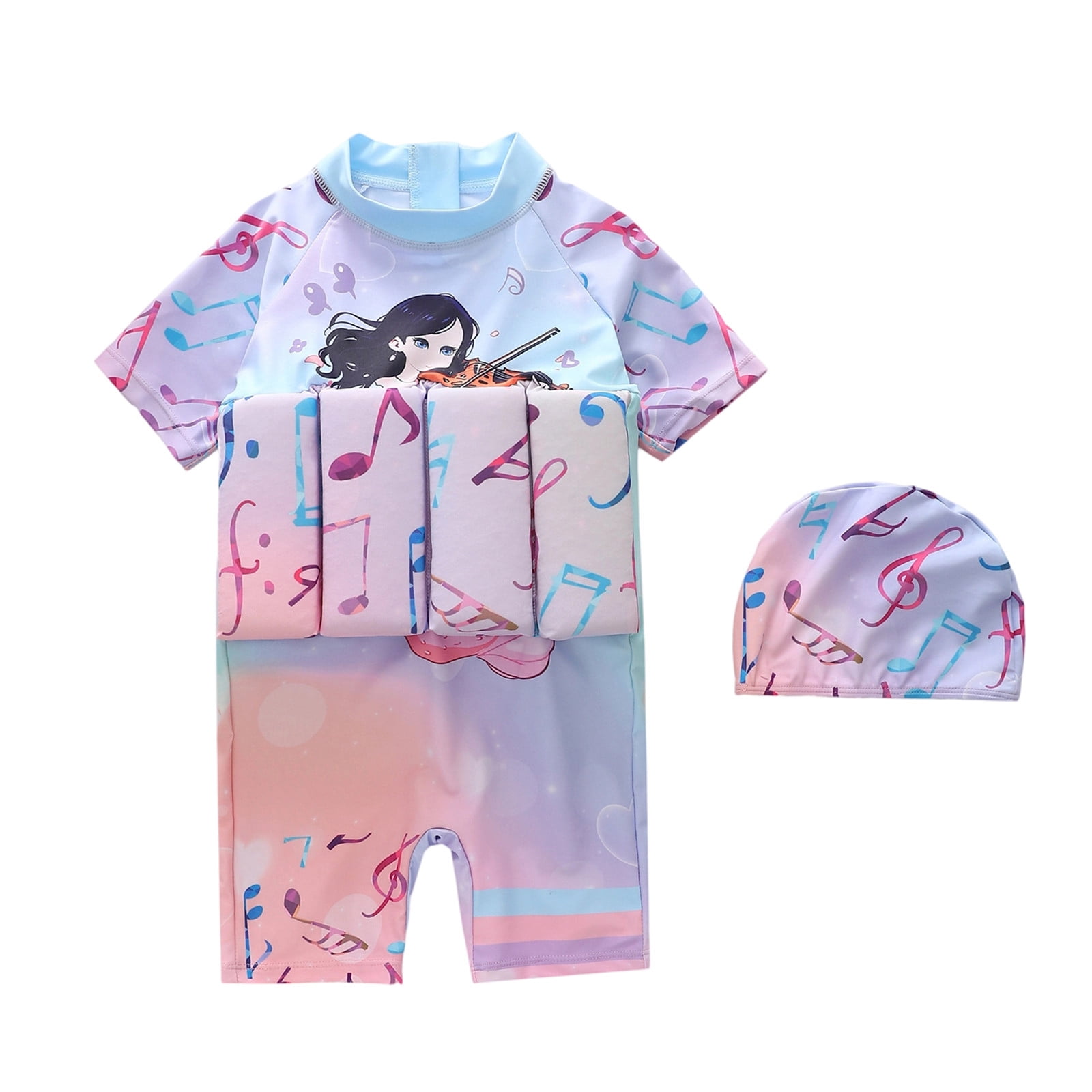 HXWCHs Solid Color Children's Buoyancy Swimsuit Detachable Floats Beach ...