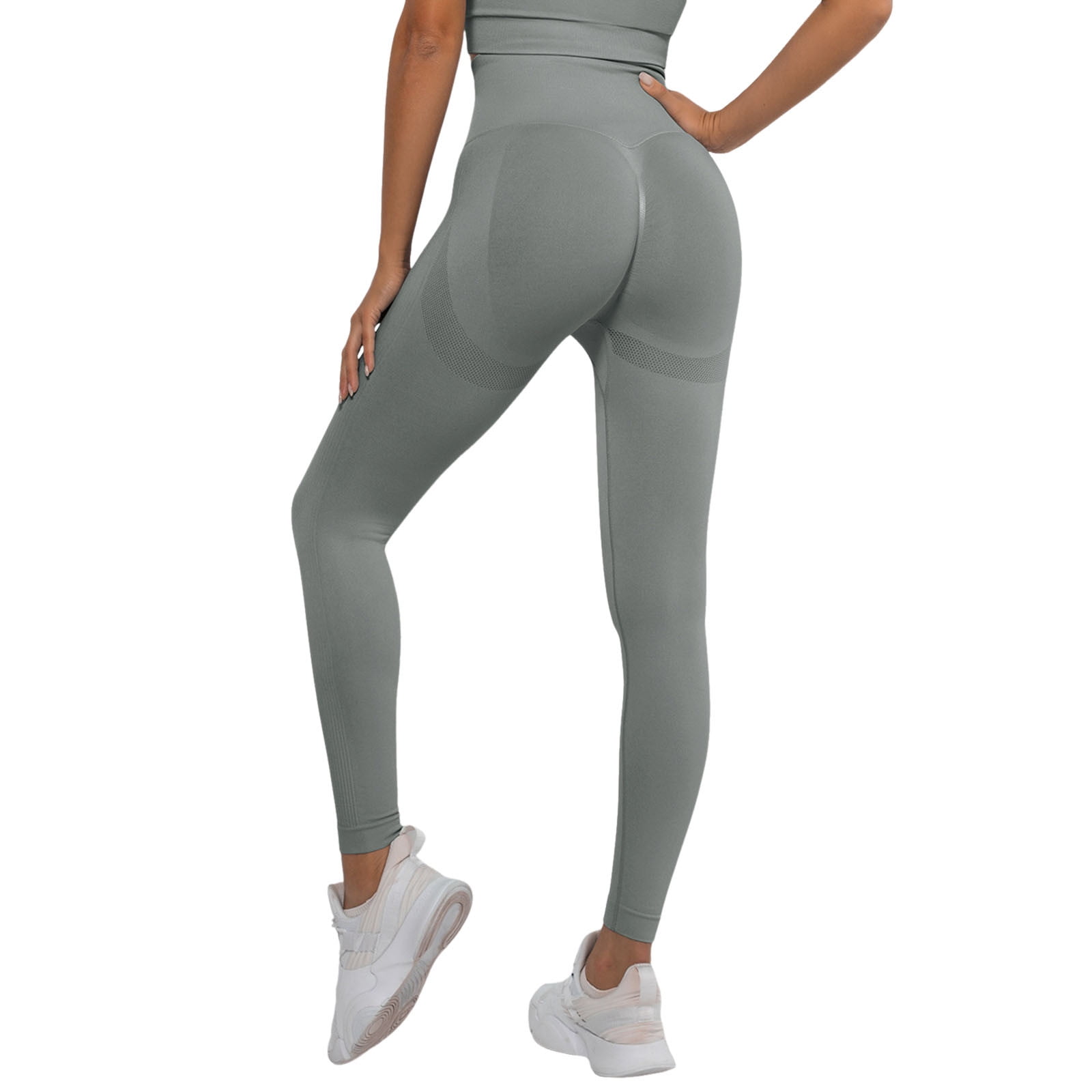 HXWCHs Solid Gray Yoga Pants High Waist Solid Color Yoga Pants for ...