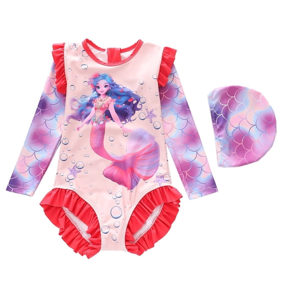 HXWCHs Tropical Print Girl One Piece Skirted Swimsuit UV Protection ...