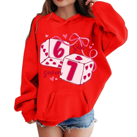 HXWCHs Valentine's Day Print Pullover Hoodie Casual Crewneck Sweatshirt ...