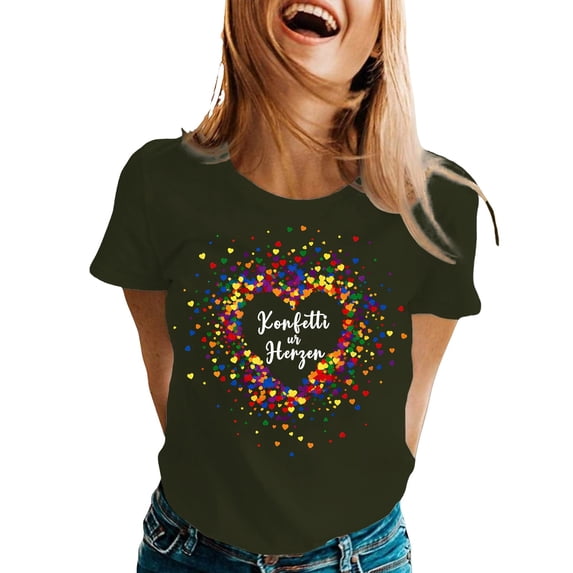 HXWCHs Women's Casual Graphic Print T-Shirt Festival Celebration top ...