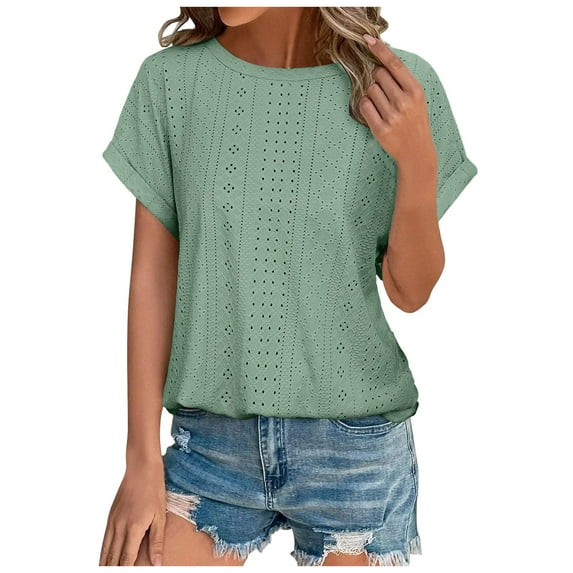 HXWCHs Women's Fashion Casual Crew Neck Short Sleeve T-Shirt Loose Fit ...