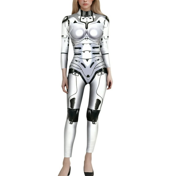 HXWCHs Women's Futuristic Skeleton Robot Graphic Full Body Jumpsuit ...