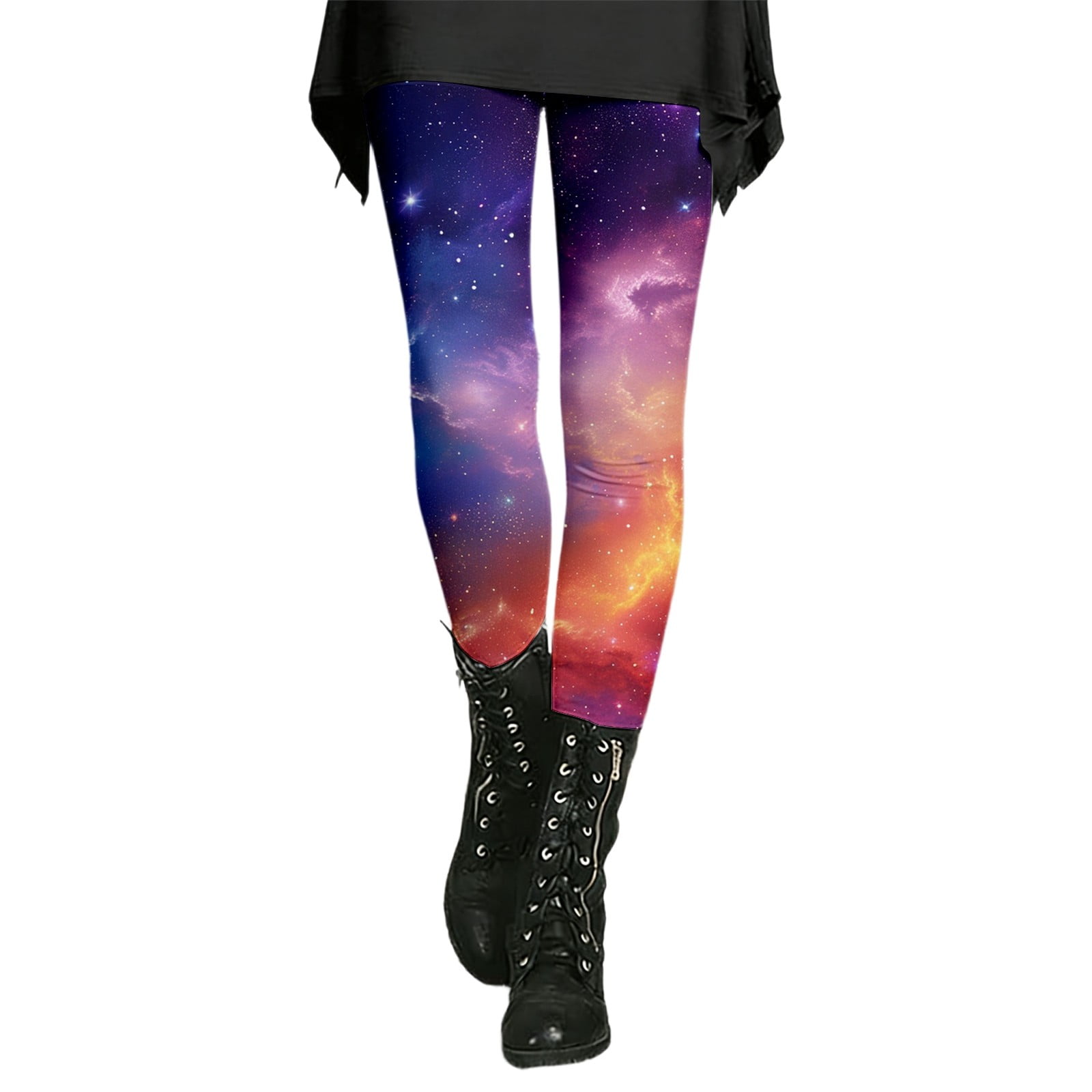 HXWCHs Women's High Waist Galaxy Print Stretchy Workout Yoga Pants for ...