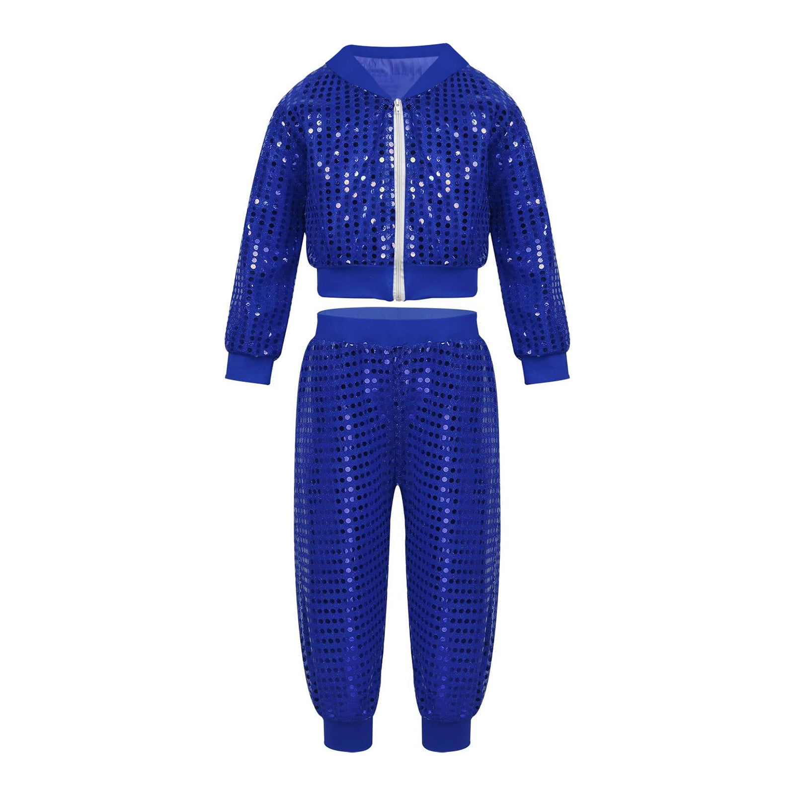 HXWCHs Women's Shiny Sequins Dance Outfit Set Street Performance wtih ...
