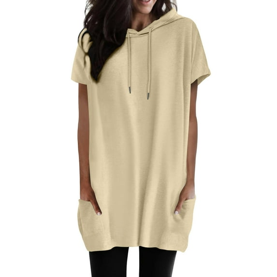 HXWCHs Women's Summer Casual Fashion Hooded T-Shirt top with Long ...