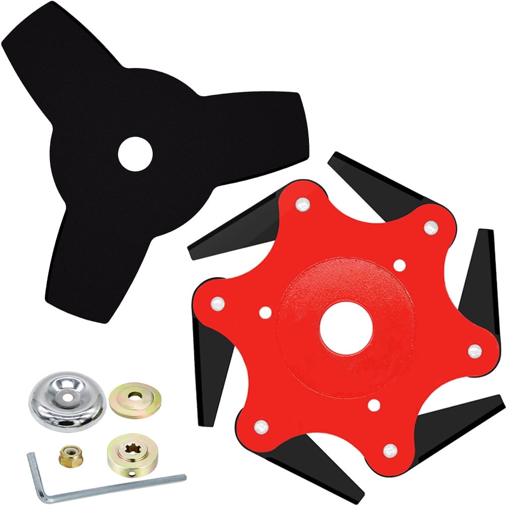 HXXF 6 Steel Razors Trimmer Head & 3 Teeth Brush Cutter Blade, 65Mn ...