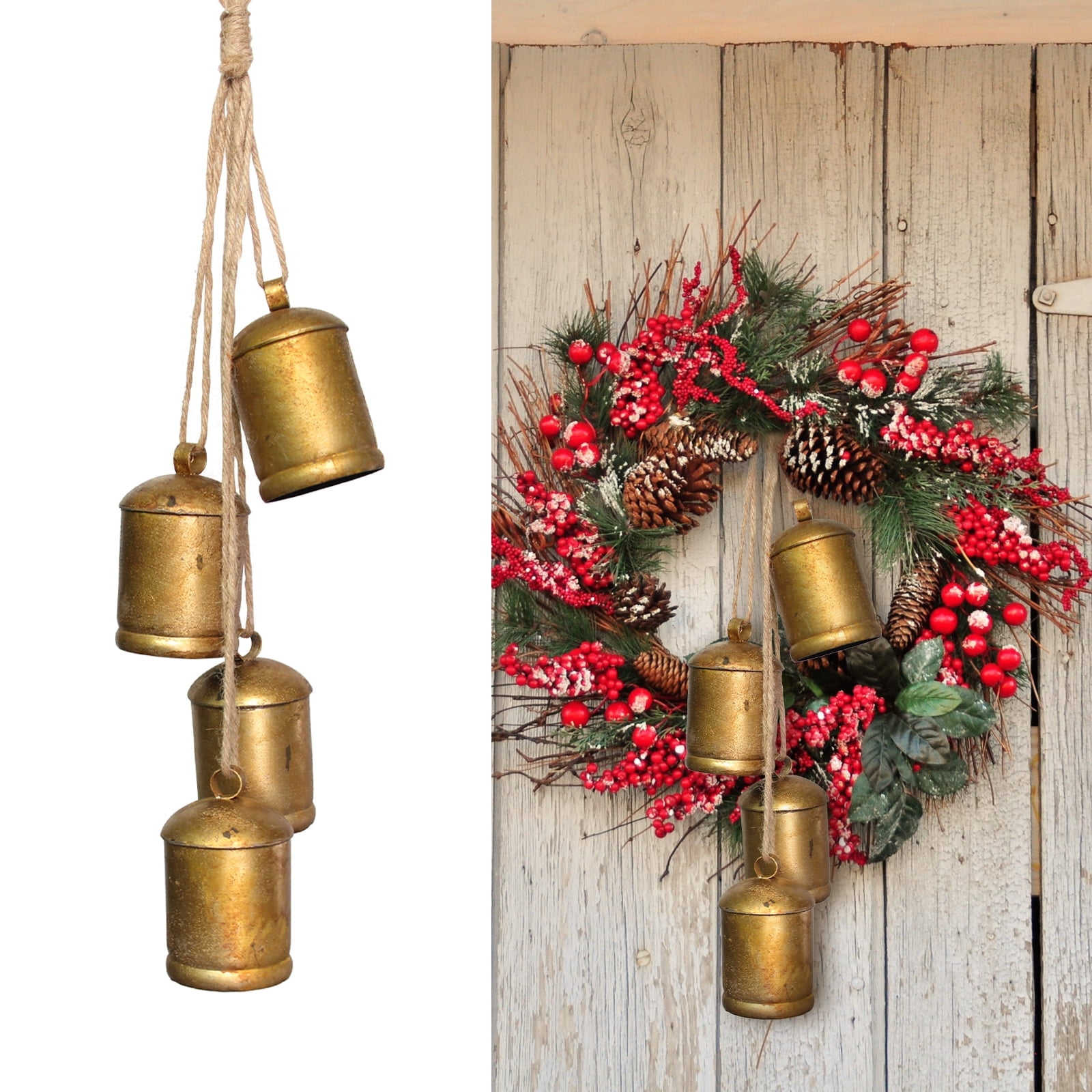 HXXF Decorative Bells, Christmas Bells, Metal Indoor and Outdoor ...