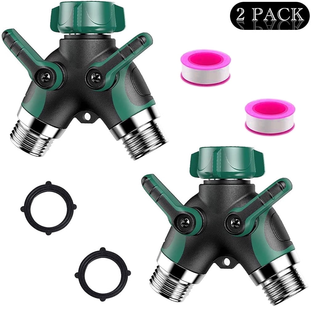 HXXF Heavy Duty Garden Hose Splitter, 2-Way Universal Faucet Adapter ...