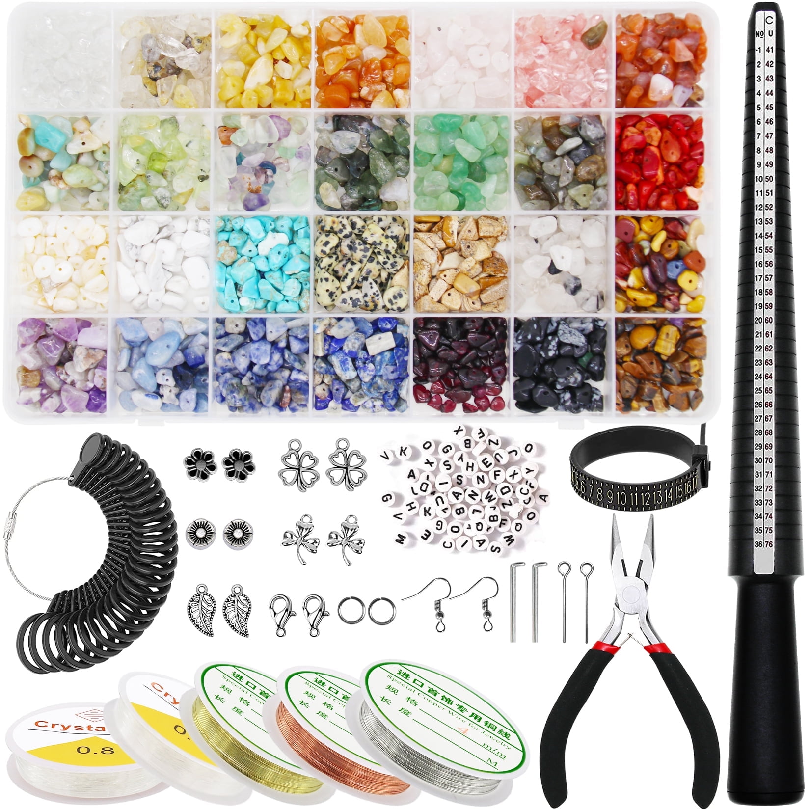 HXXF DIY Jewelry Craft Set: Ring Making Kit with 28-Color Crystals ...