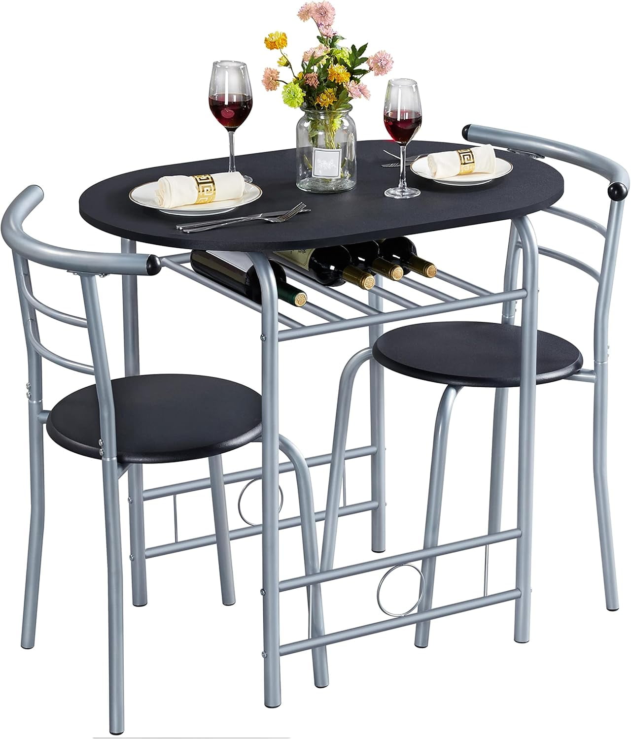 HXYHJ 3 Piece Dining Table Set, Kitchen Table & Chair Sets for 2 ...