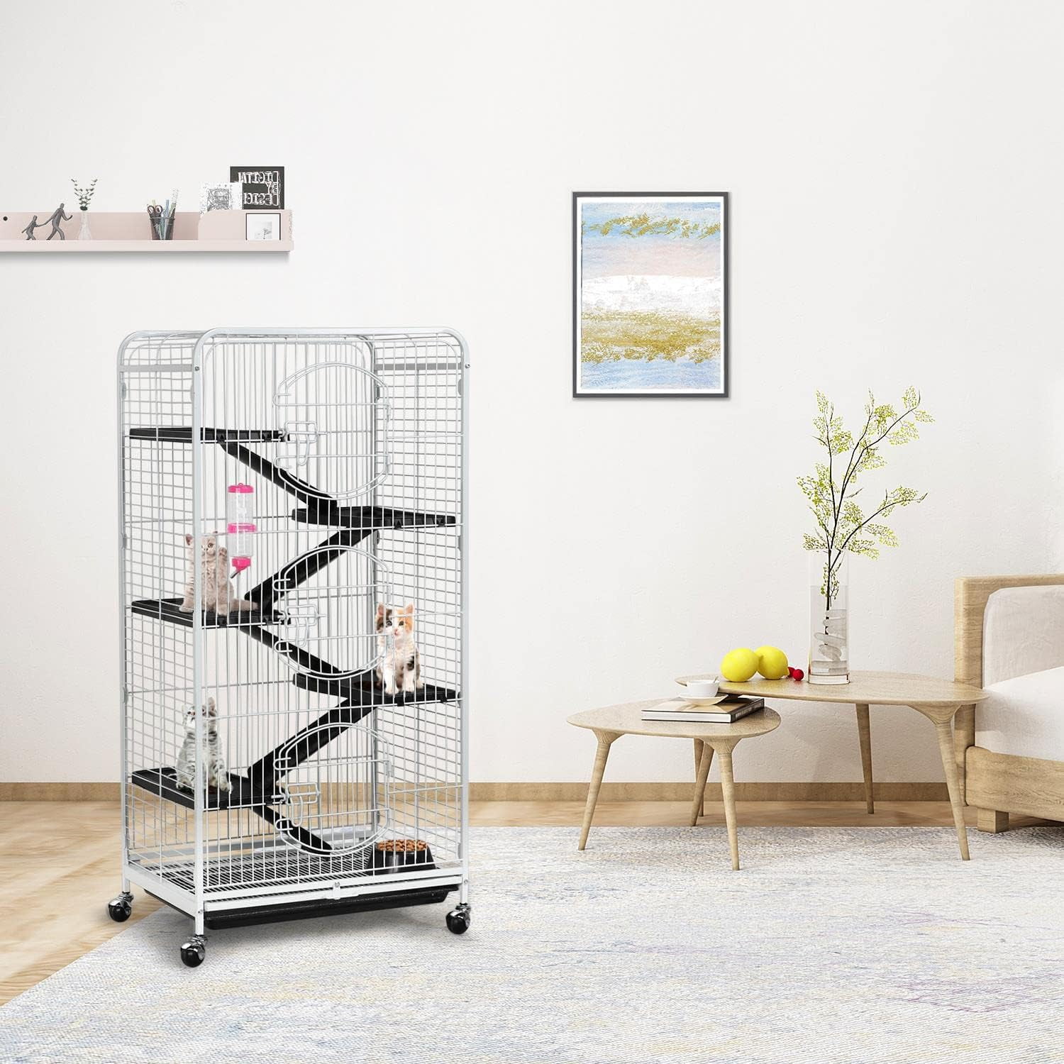 HXYHJ 52-inch Ferret Cage 6 Level Metal Rat Cage with 3 Front Doors ...