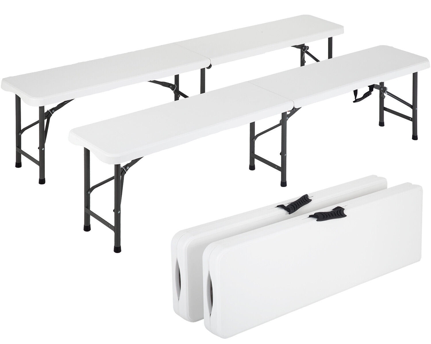 HXYHJ 6FT Portable Folding Bench – Heavy-Duty Plastic Outdoor Bench ...