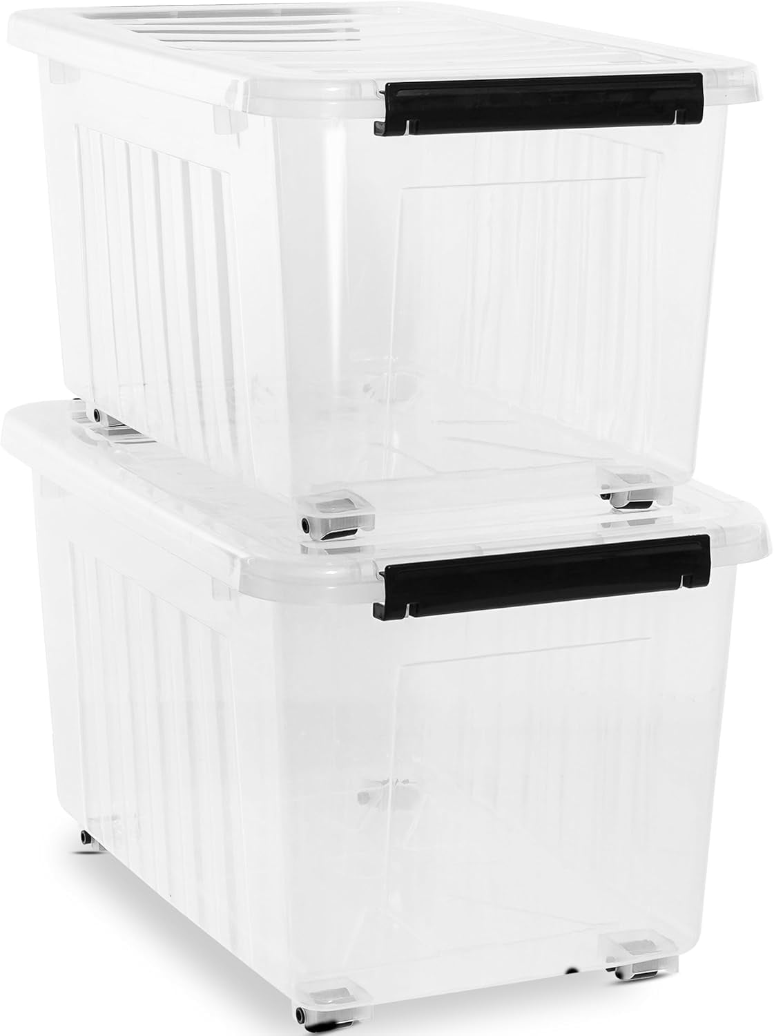 HXYHJ Clear Plastic Storage Bins with Lids Stackable and Nestable ...