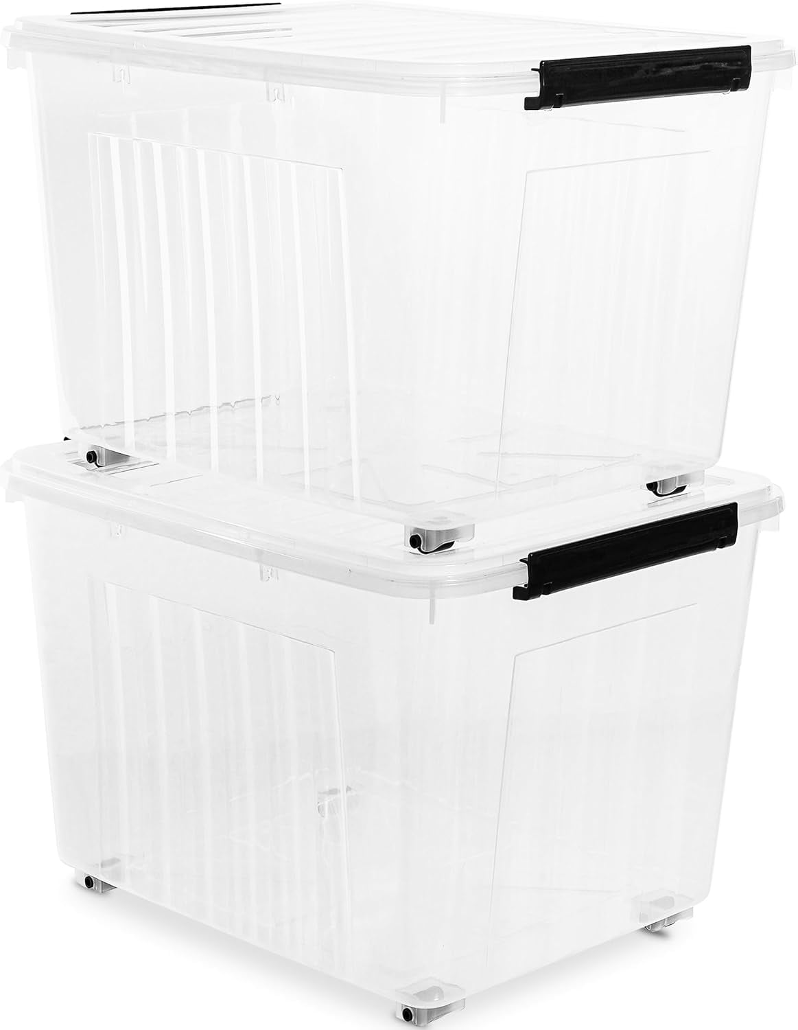 HXYHJ Clear Plastic Storage Bins with Lids Stackable and Nestable ...