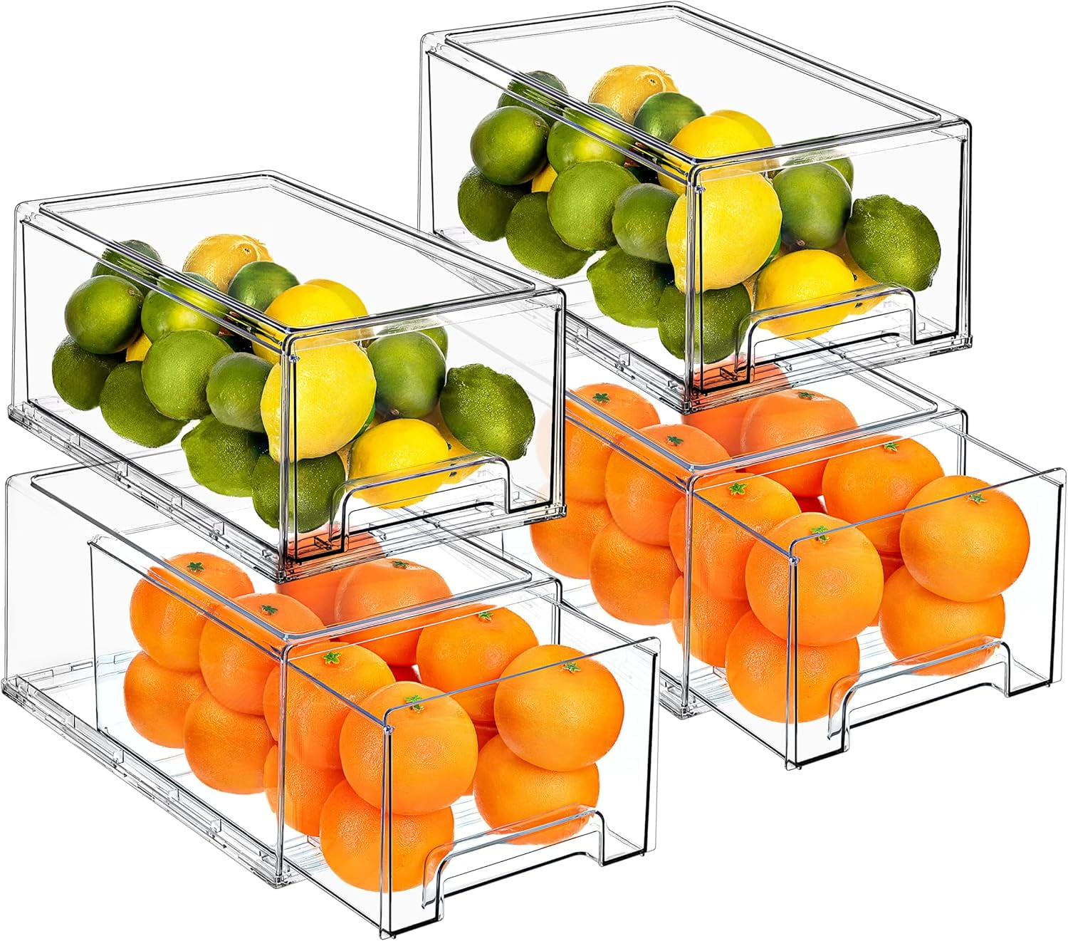 HXYHJ Fridge Drawers, Clear Stackable Pull-Out Refrigerator Organizer ...