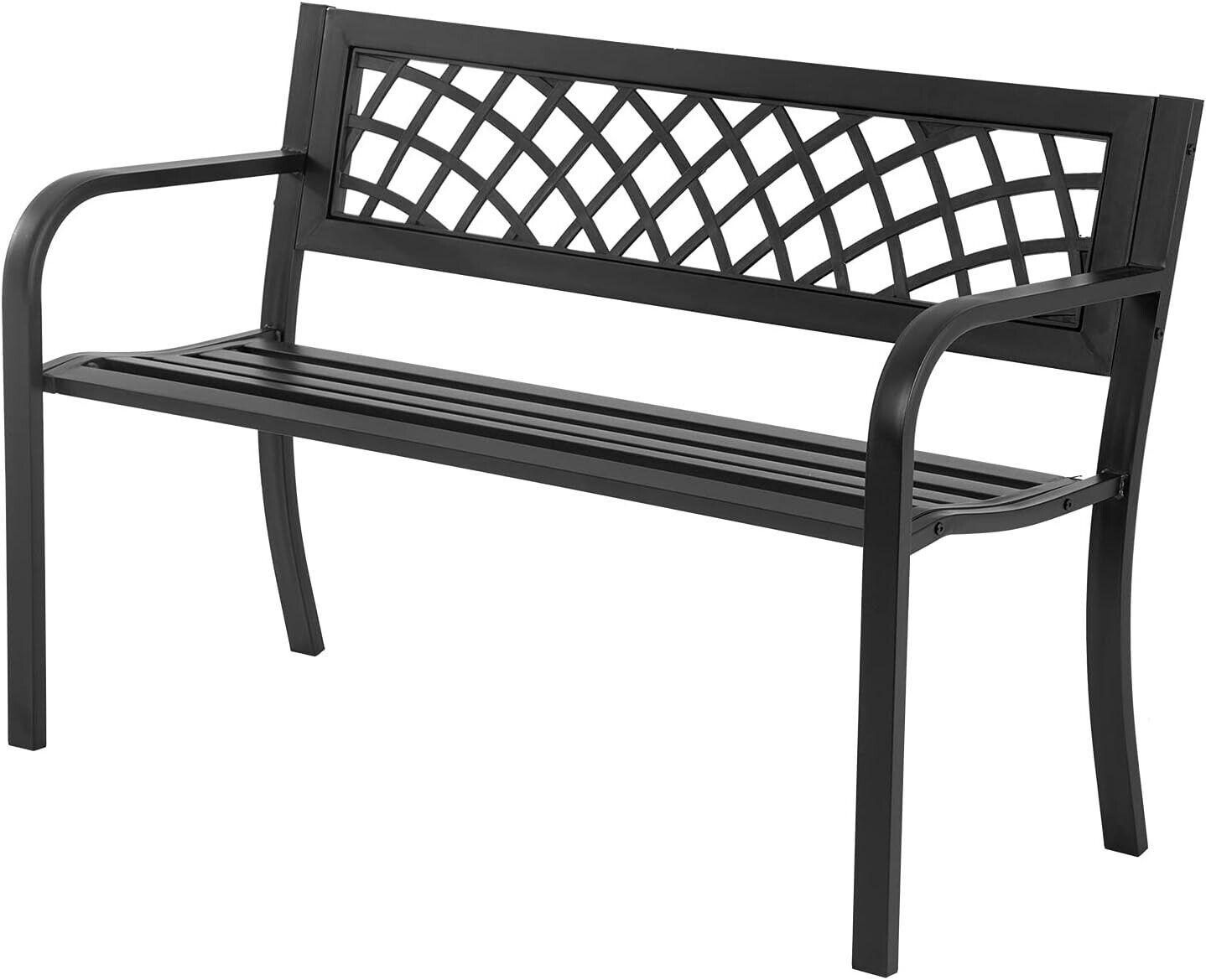 HXYHJ Garden Bench, 2-Seat Metal Bench, Rust-Proof Coated Outdoor Bench ...