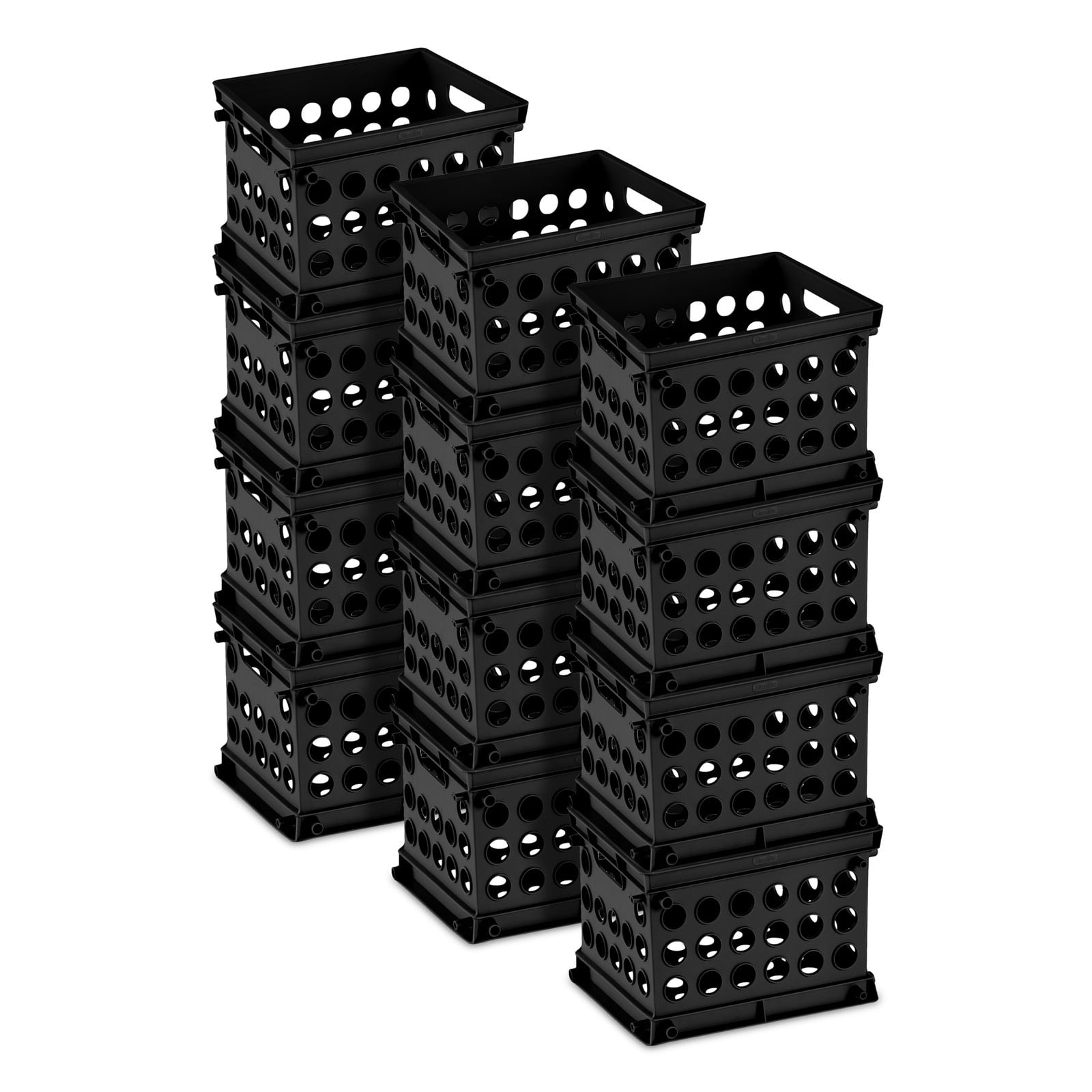 HXYHJ Mini Crate Stackable Plastic Storage Bin OrganizerHandles, 12 ...