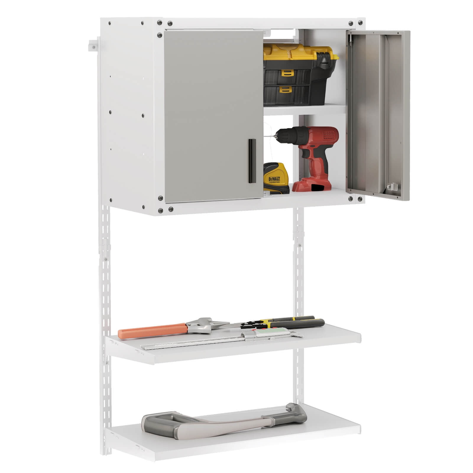 HXYHJMetal Wall Cabinet with Locking Doors & 3 Adjustable Shelves ...