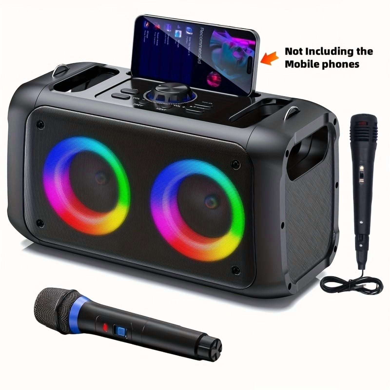 HY-3316 Karaoke Machine | 1 Wireless + 1 Wired Microphone Portable PA ...