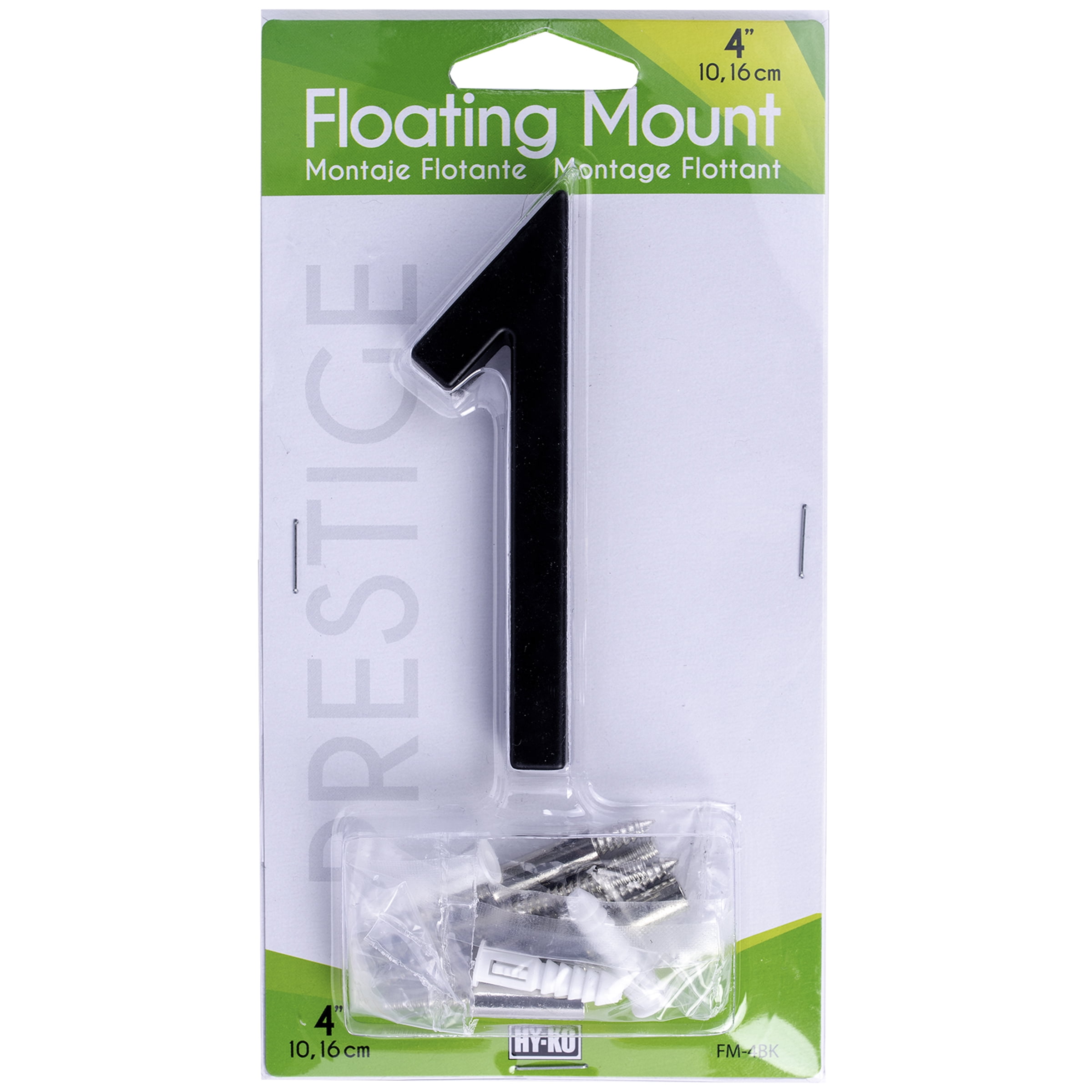 HY-KO 4" Black Floating Mount House Number 1 - Walmart.com