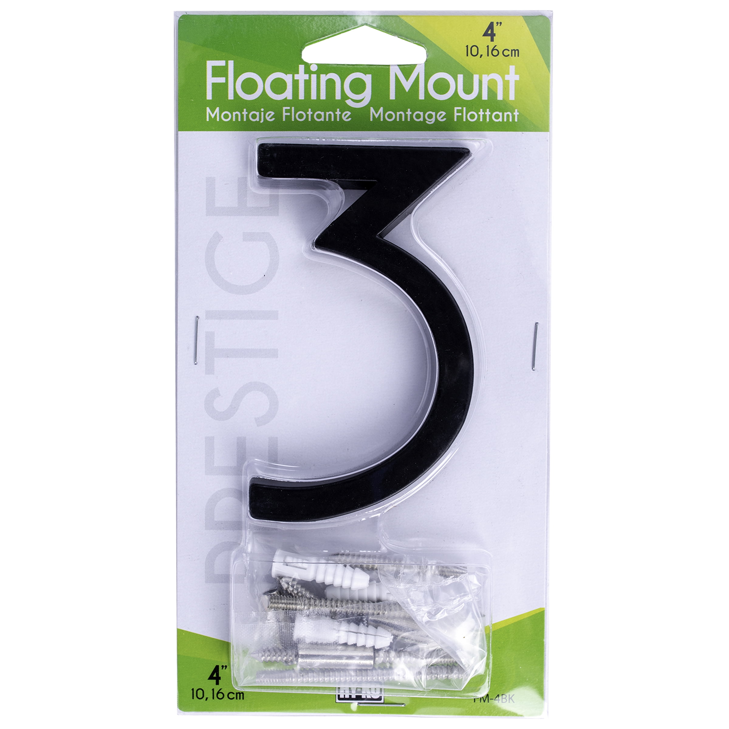 HY-KO 4" Black Floating Mount House Number 3 - Walmart.com