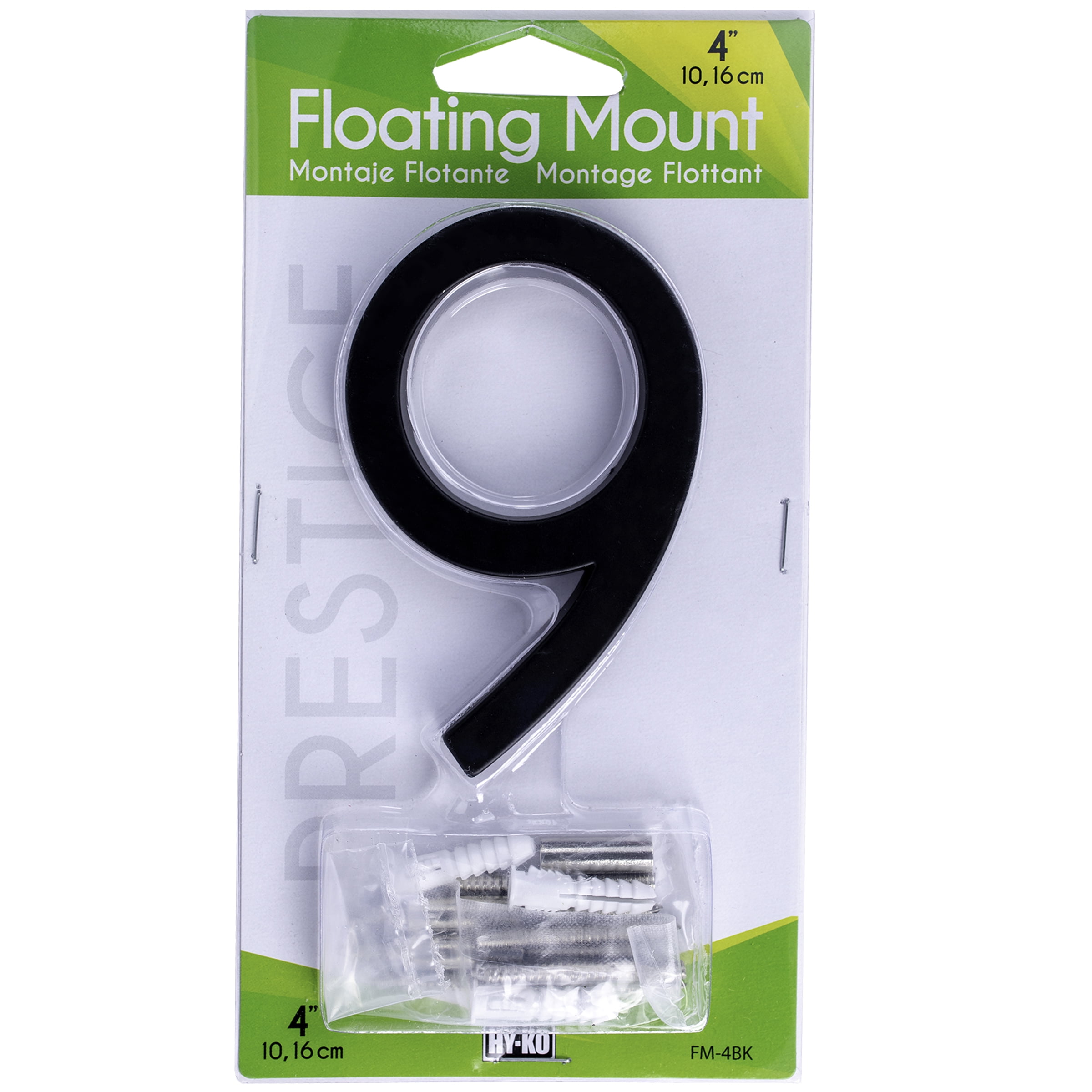 HY-KO 4" Black Floating Mount House Number 9 - Walmart.com