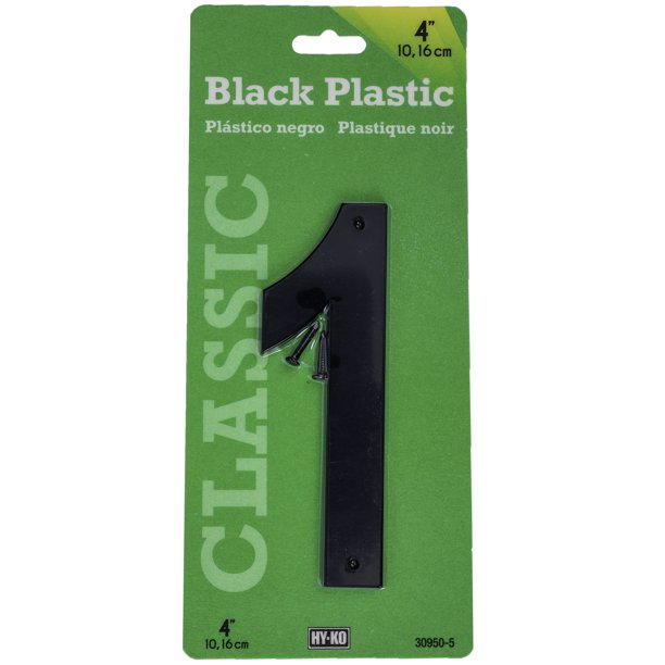 HY-KO 4" Black Plastic Modern Number 1 - Walmart Business Supplies