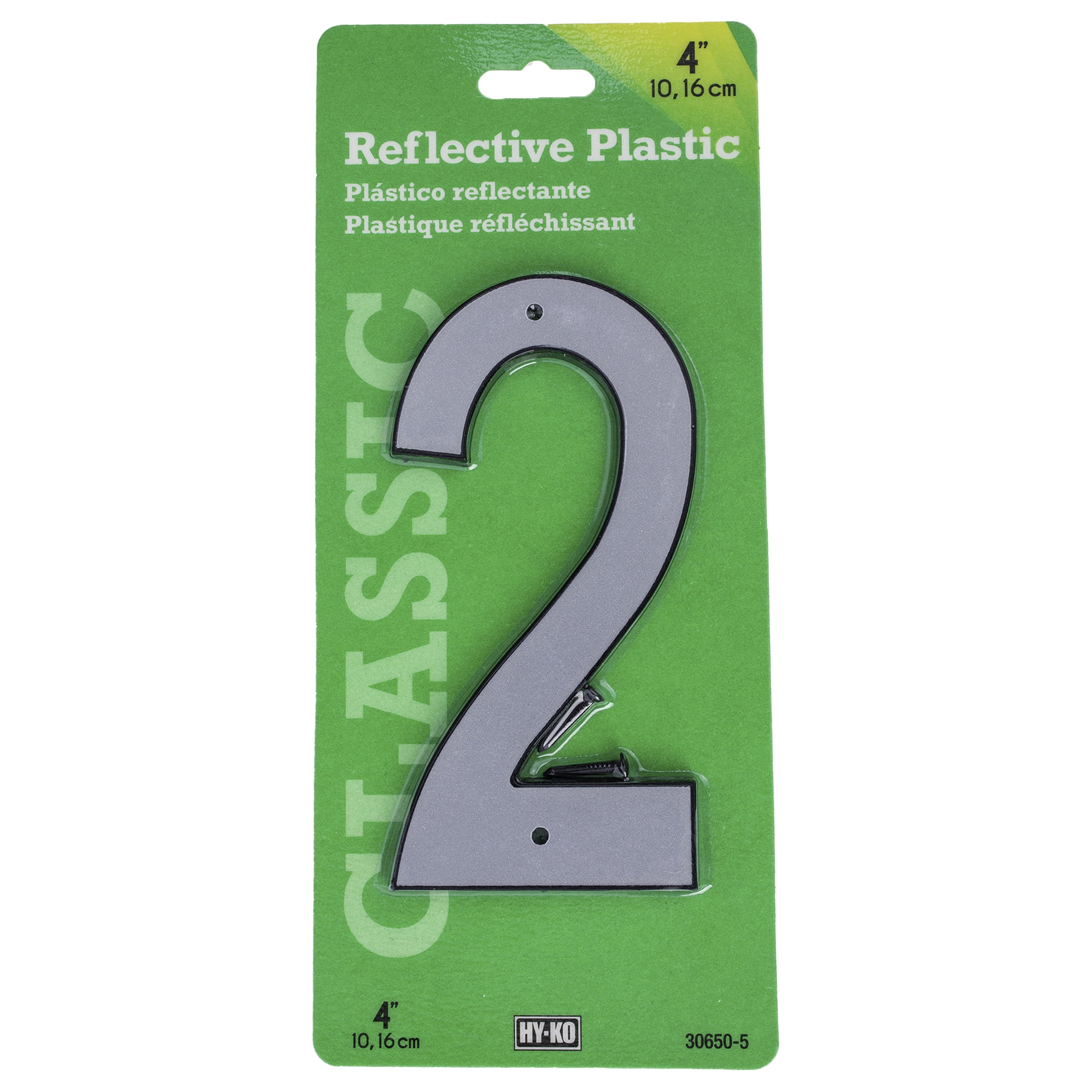 HY-KO 4" Reflective Plastic Modern Number 2 - Walmart Business Supplies