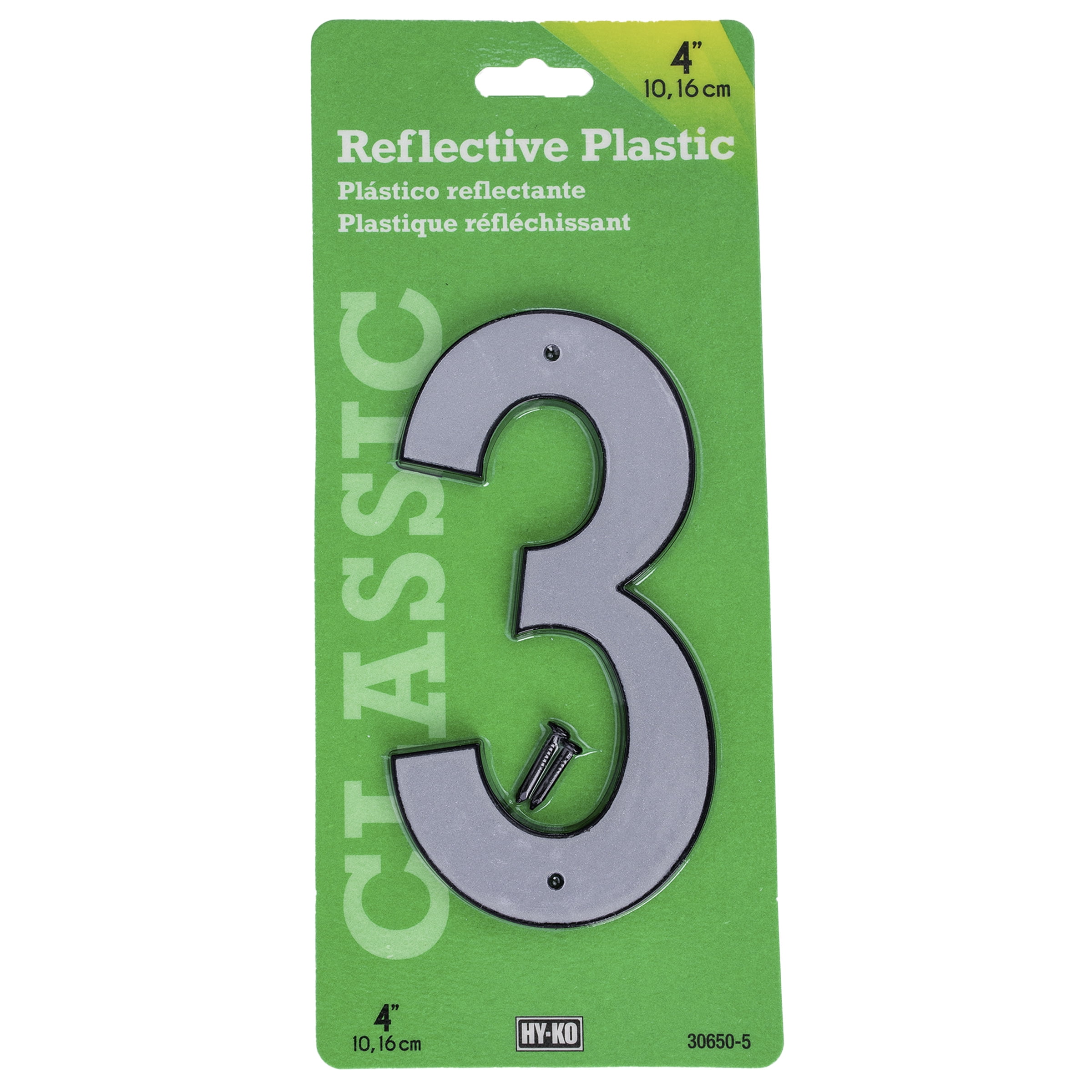 HY-KO 4" Reflective Plastic Modern Number 3 - Walmart.com