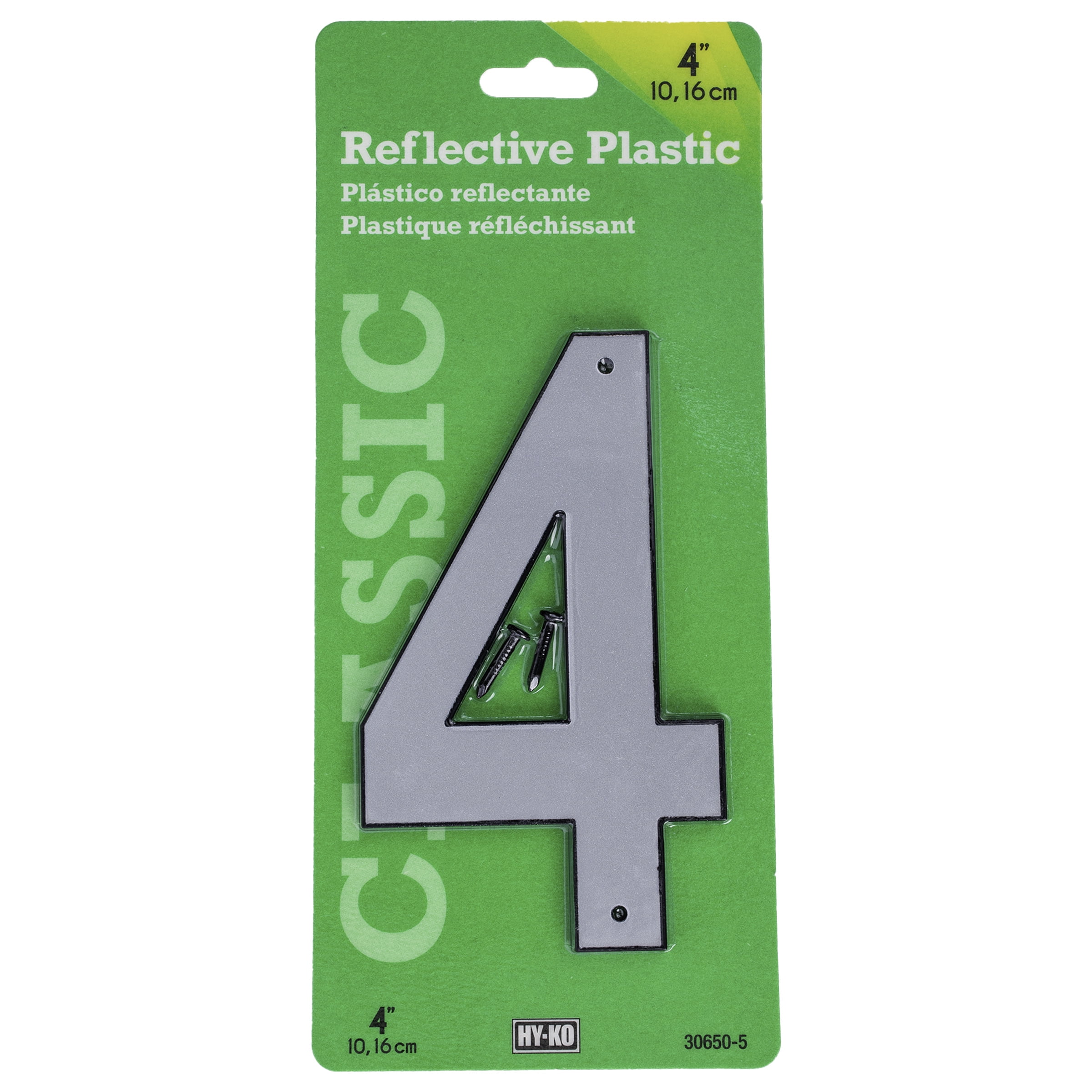 HY-KO 4" Reflective Plastic Modern Number 4 - Walmart.com
