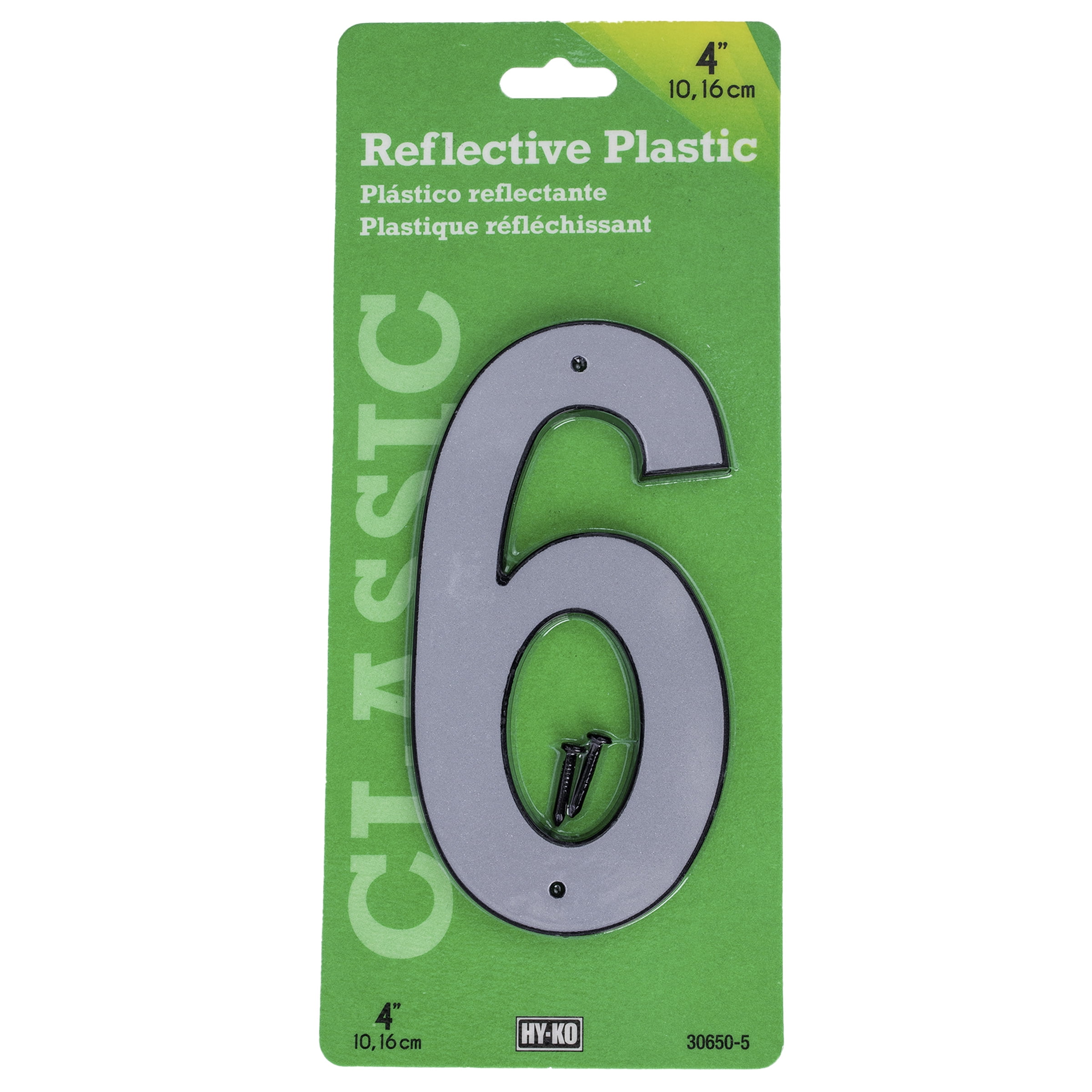 HY-KO 4" Reflective Plastic Modern Number 6 - Walmart.com