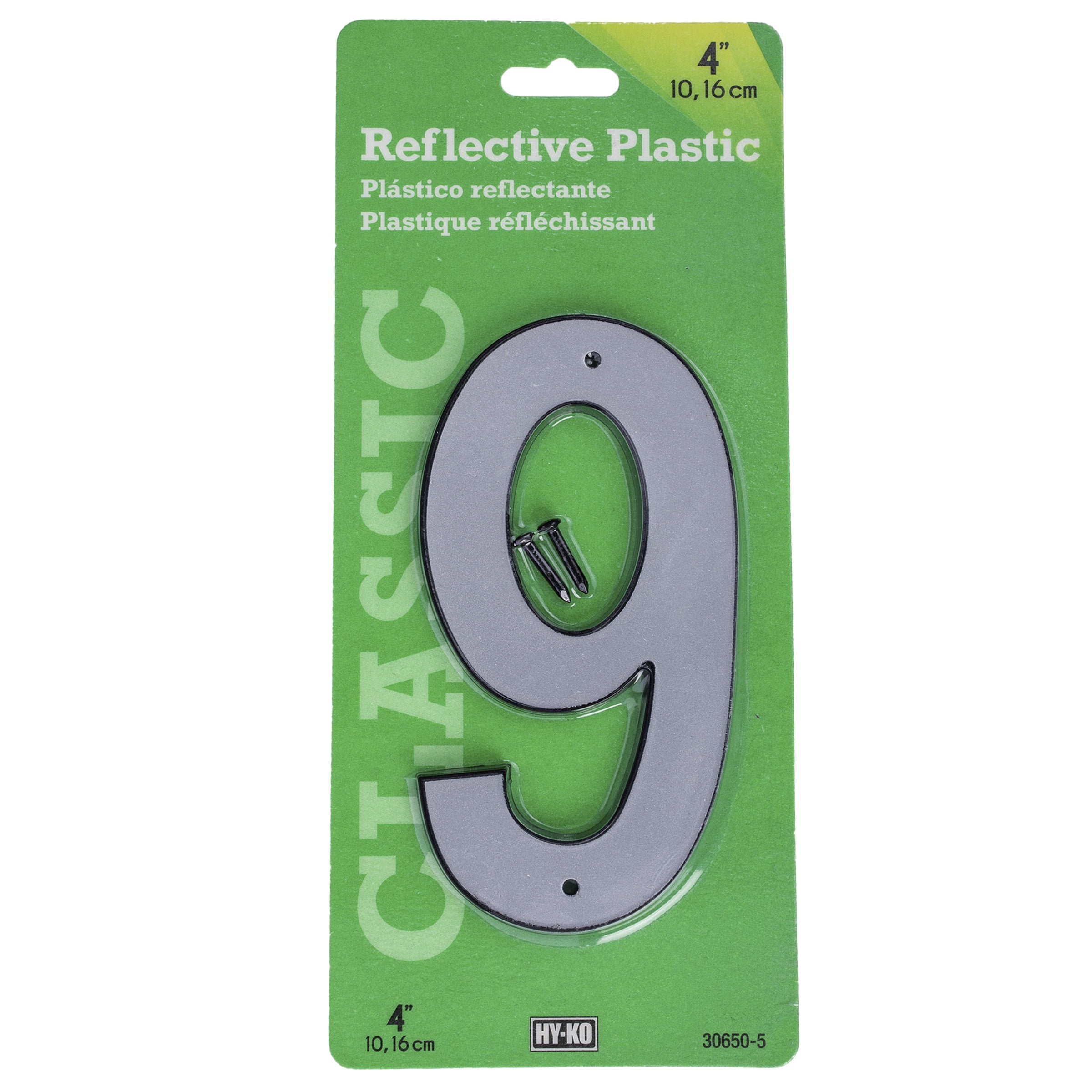 HY-KO 4" Reflective Plastic Modern Number 9 - Walmart.com