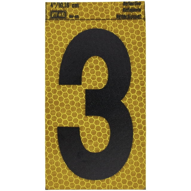 HY-KO 4" Yellow Self-Adhesive Reflective Number 3 - Walmart.com