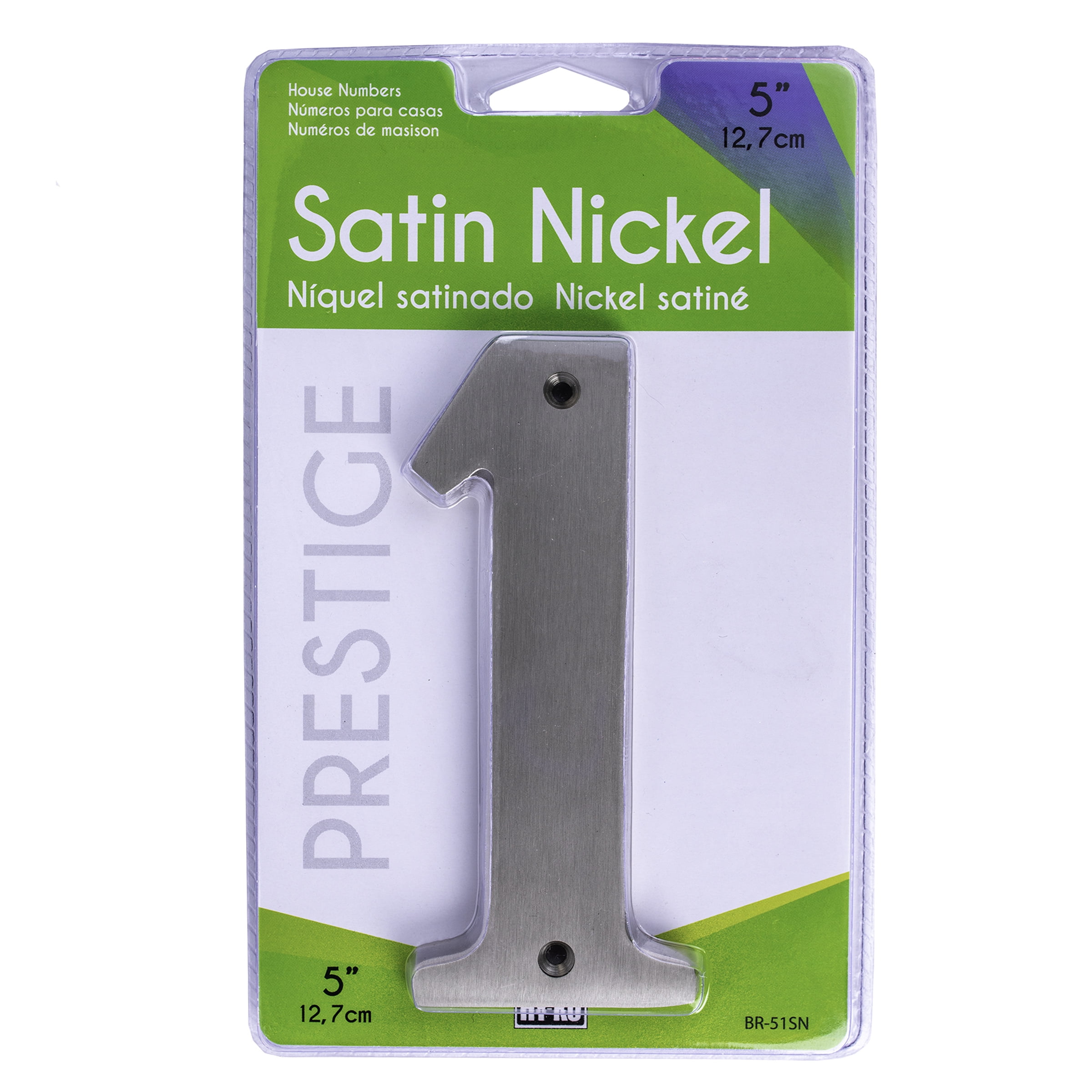 HY-KO 5" Metal Satin Nickel House Address Number 1 - Walmart.com