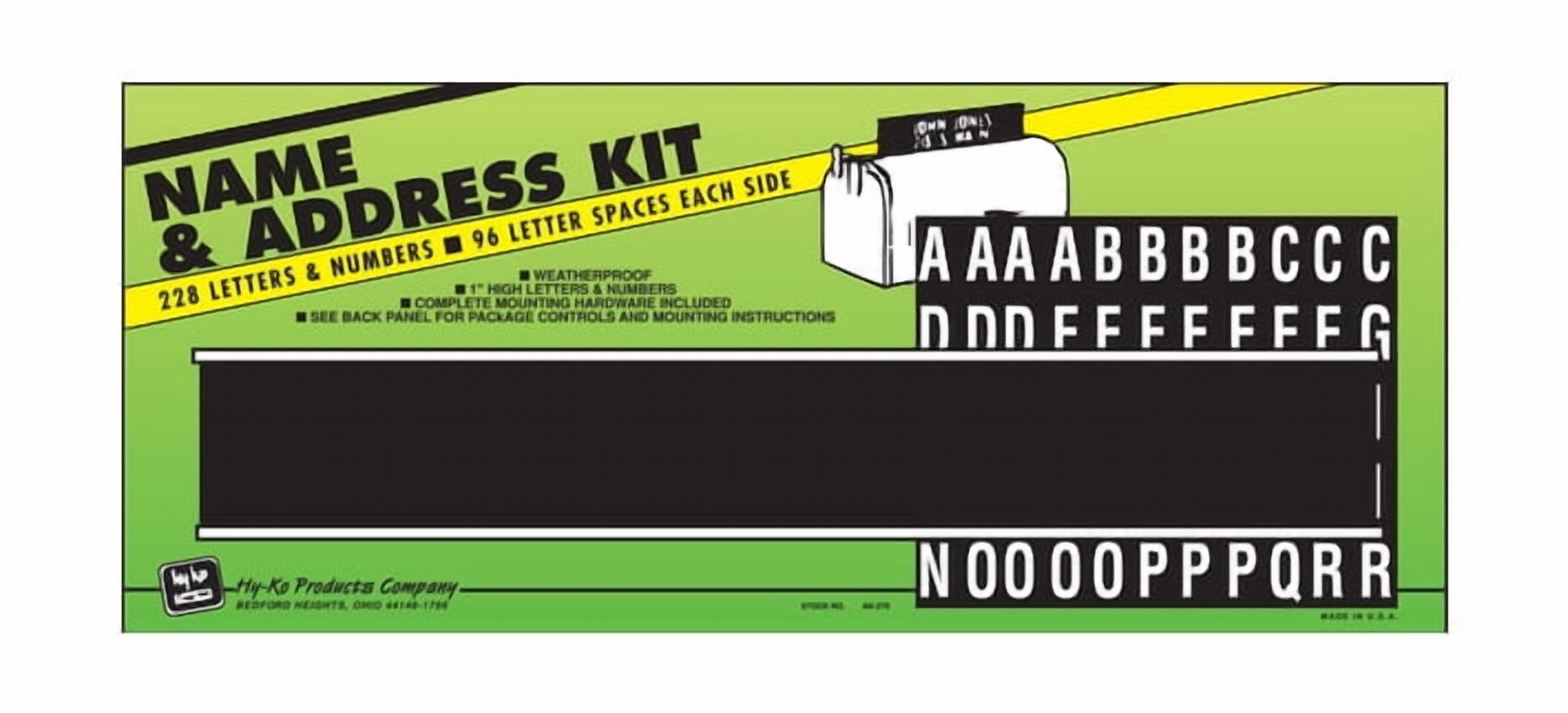 Hy-Ko AK-270 Mail Box Name and Address Kit, 15 in L, 2-1/4 in W ...