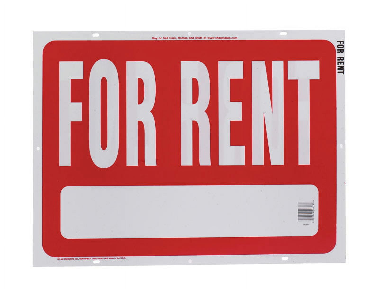 Hy-Ko Plastic Sign, For Rent RS-603 - Walmart.com