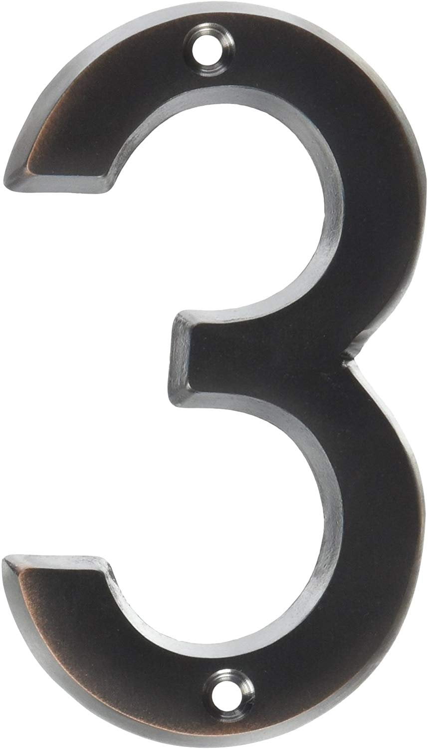 HY-KO Products BR-42OWB/3 Prestige House Number 3 Three, 4", Bronze ...