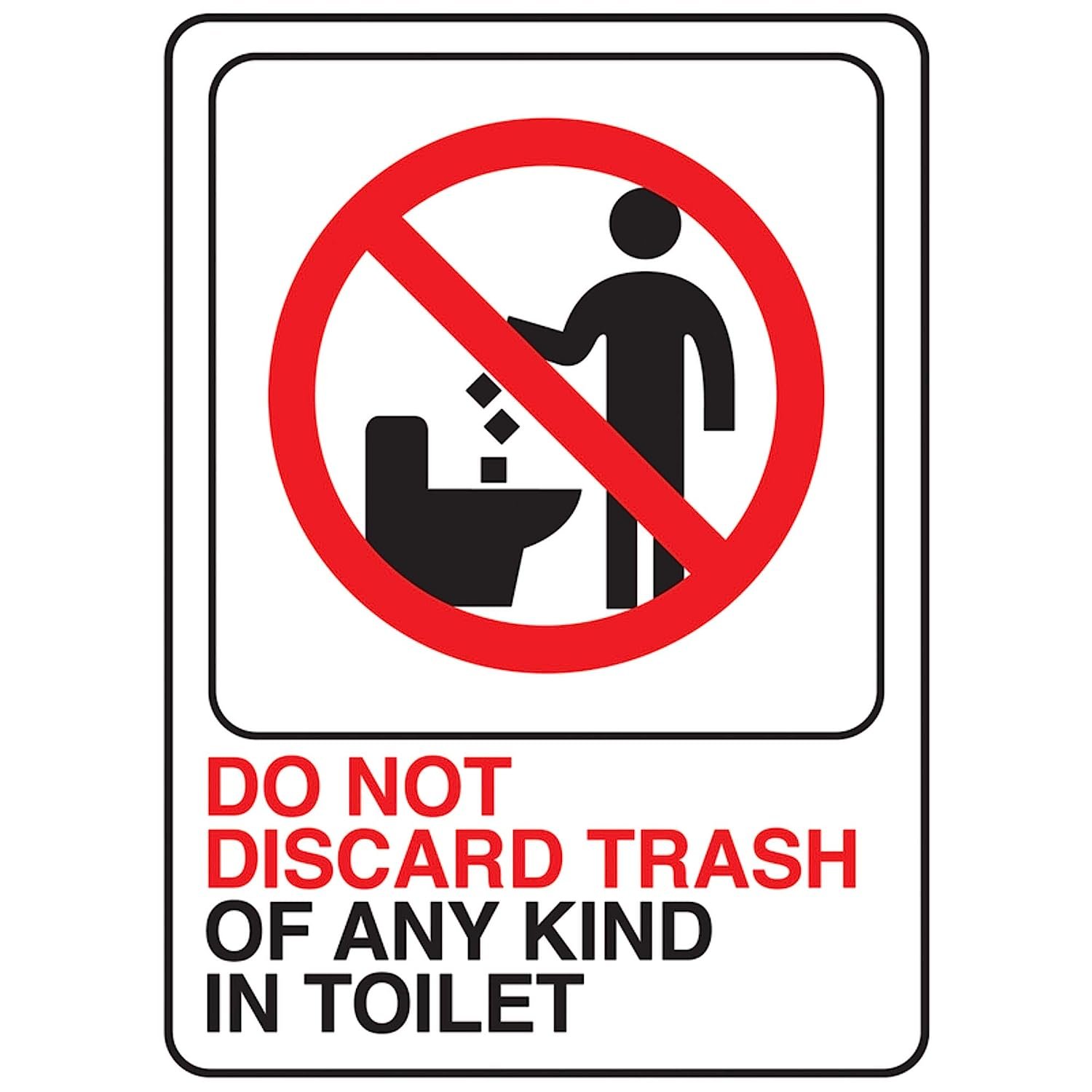 HY-KO Products D-25 DO NOT Discard Trash in Toilet Info Graphic Plastic ...
