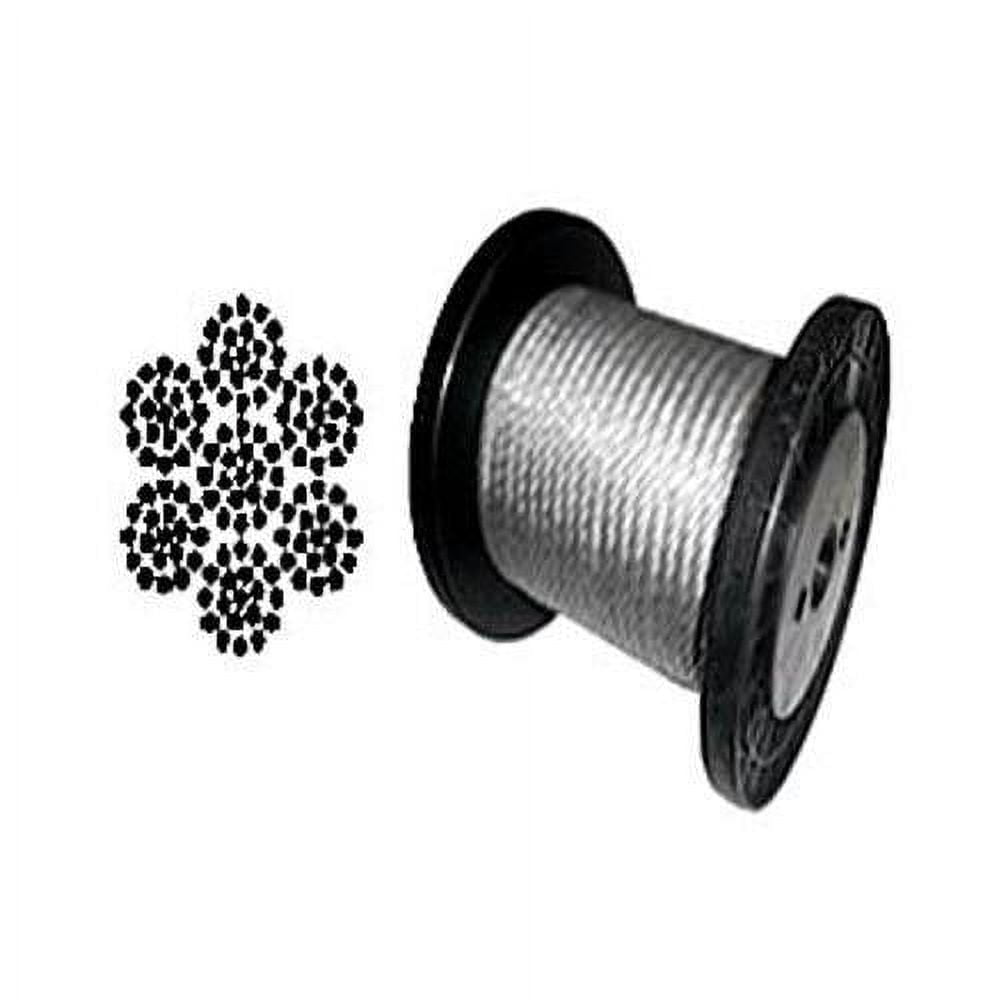 HY Weld Galvanized Aircraft Cable Wire Rope, 1/8" 7x19 x 250ft ...